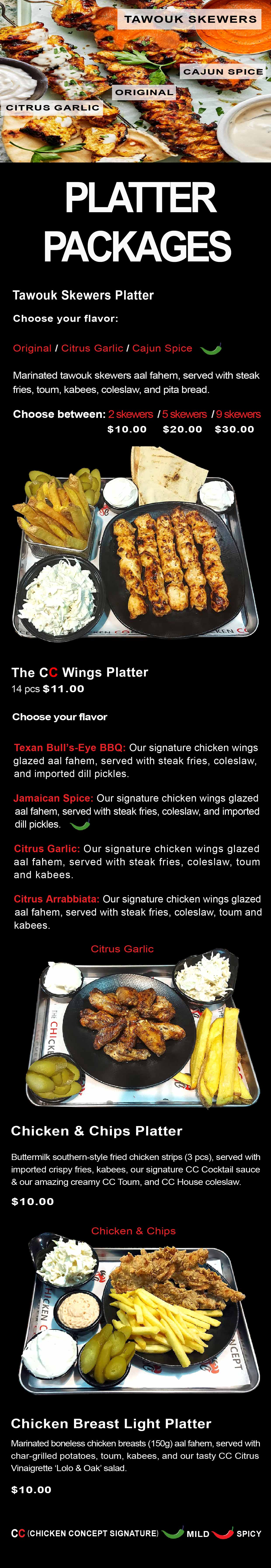 The Chicken Concept Menu